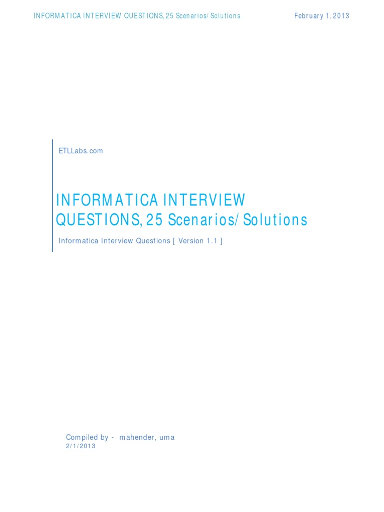 Informatica Interview Questions Scenario Based PDF | PDF | Parameter (Computer Programming ...
