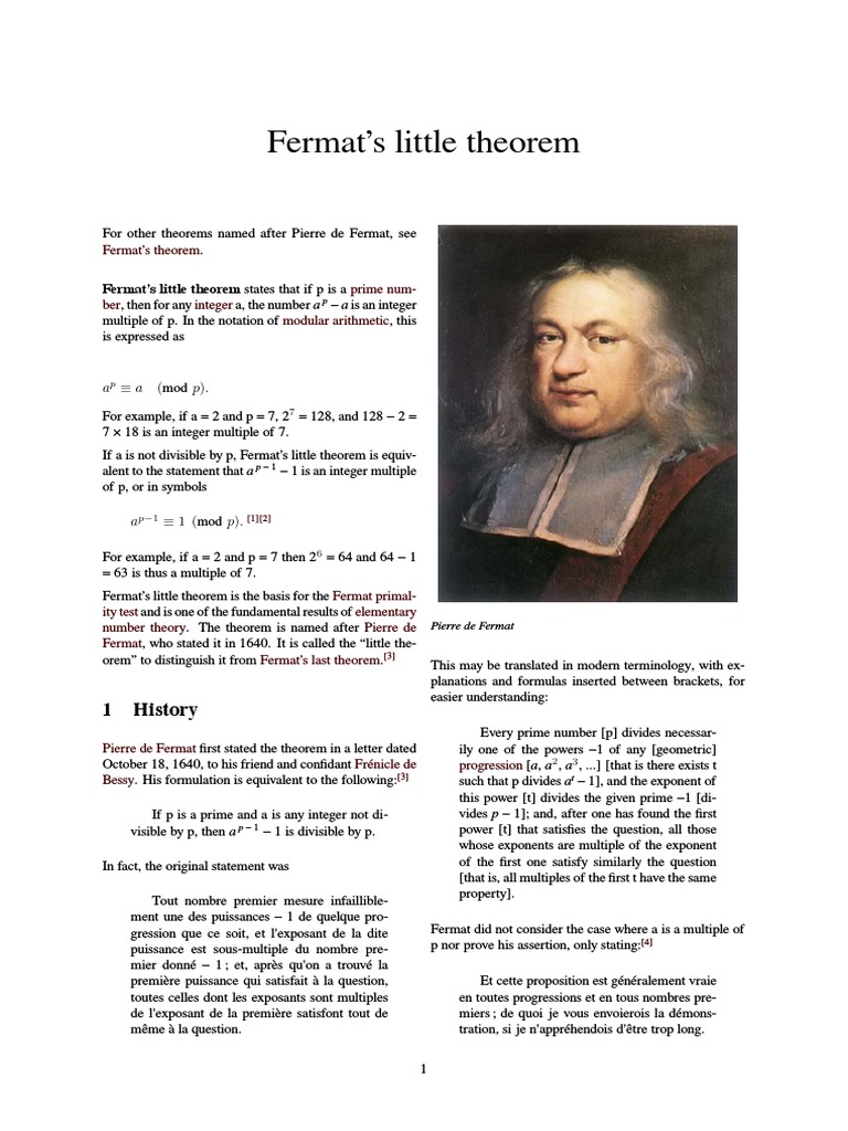 Fermat's Little Theorem | PDF | Prime Number | Ring Theory