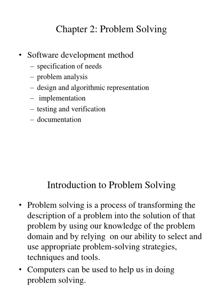 Chapter 2: Problem Solving: - Software Development Method | PDF | Algorithms | Computer Program