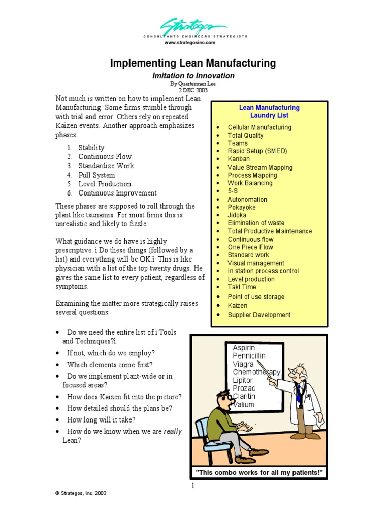 Lean Manufacturing Implementation Lean Production Lean Manufacturing