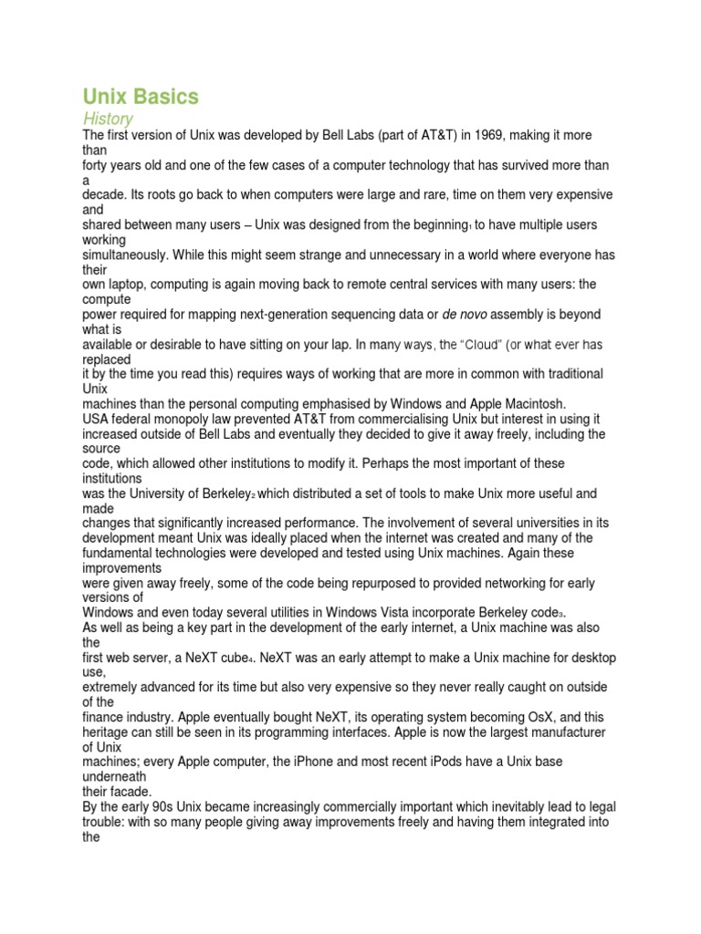 Unix Basics | PDF | Unix | Operating System