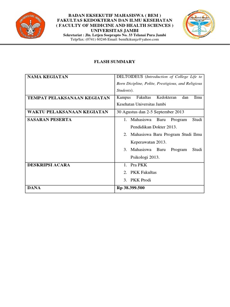 Proposal Ospek | PDF | Pengembangan Diri | Kesehatan Holistik