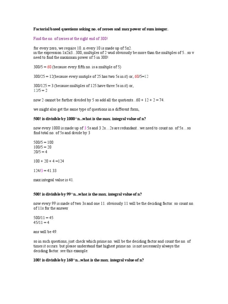 Factorial Questions and Remainder Problems | PDF | Elementary ...