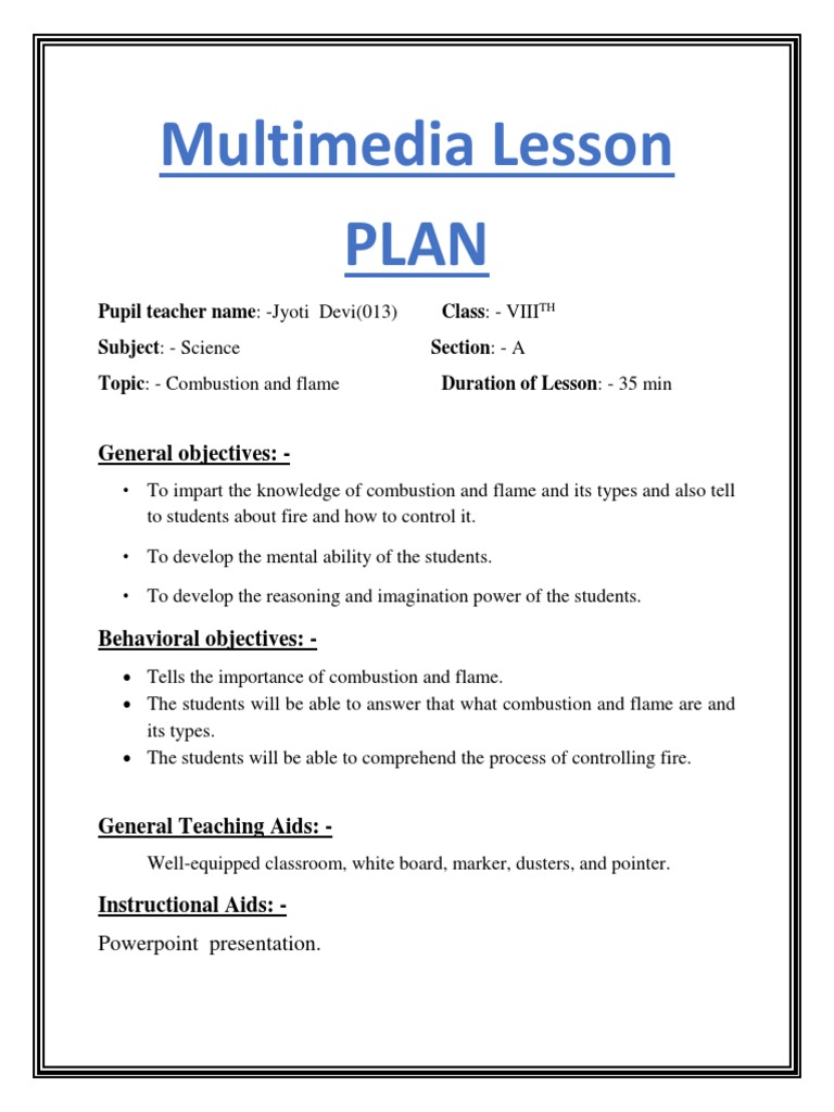 Multi-Media Lesson Plan - Flame | PDF | Combustion | Fires