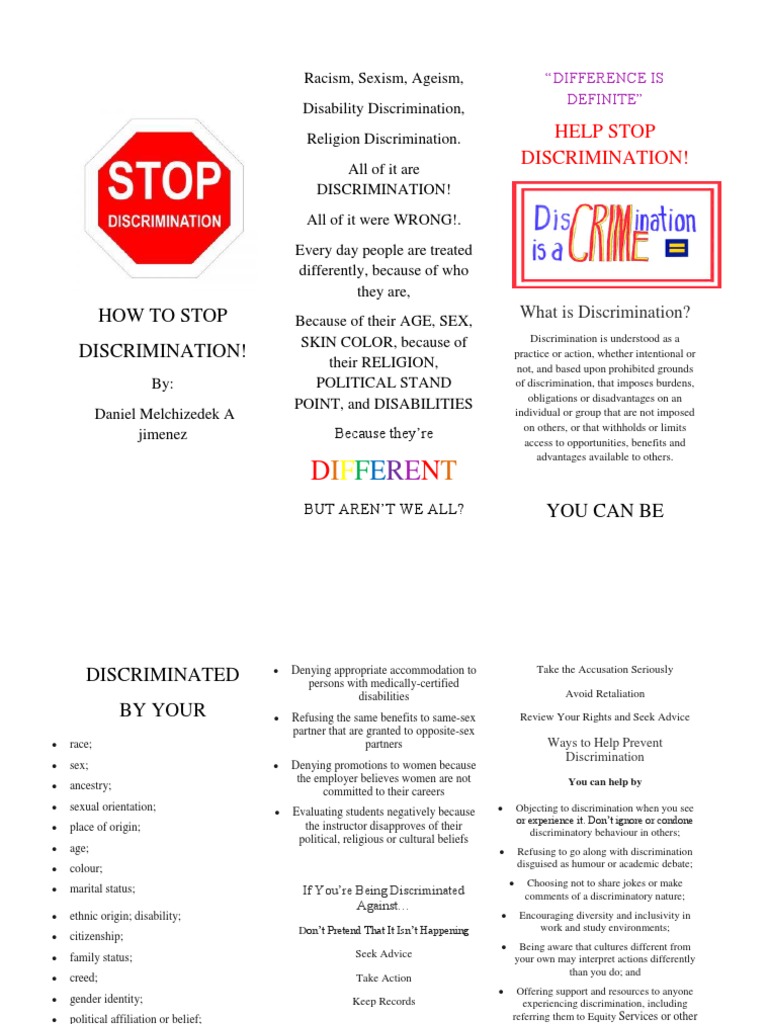 How To Stop Discrimination | PDF | Sexism | Discrimination