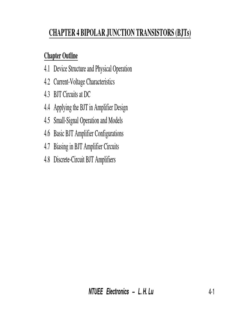 Chapter 4 Bipolar Junction Transistors (BJTS) | PDF | Bipolar Junction Transistor | Amplifier