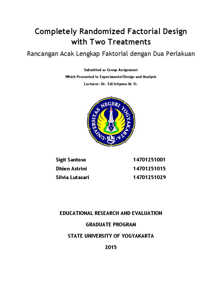 Completely Randomized Factorial Design With Two Treatments | PDF