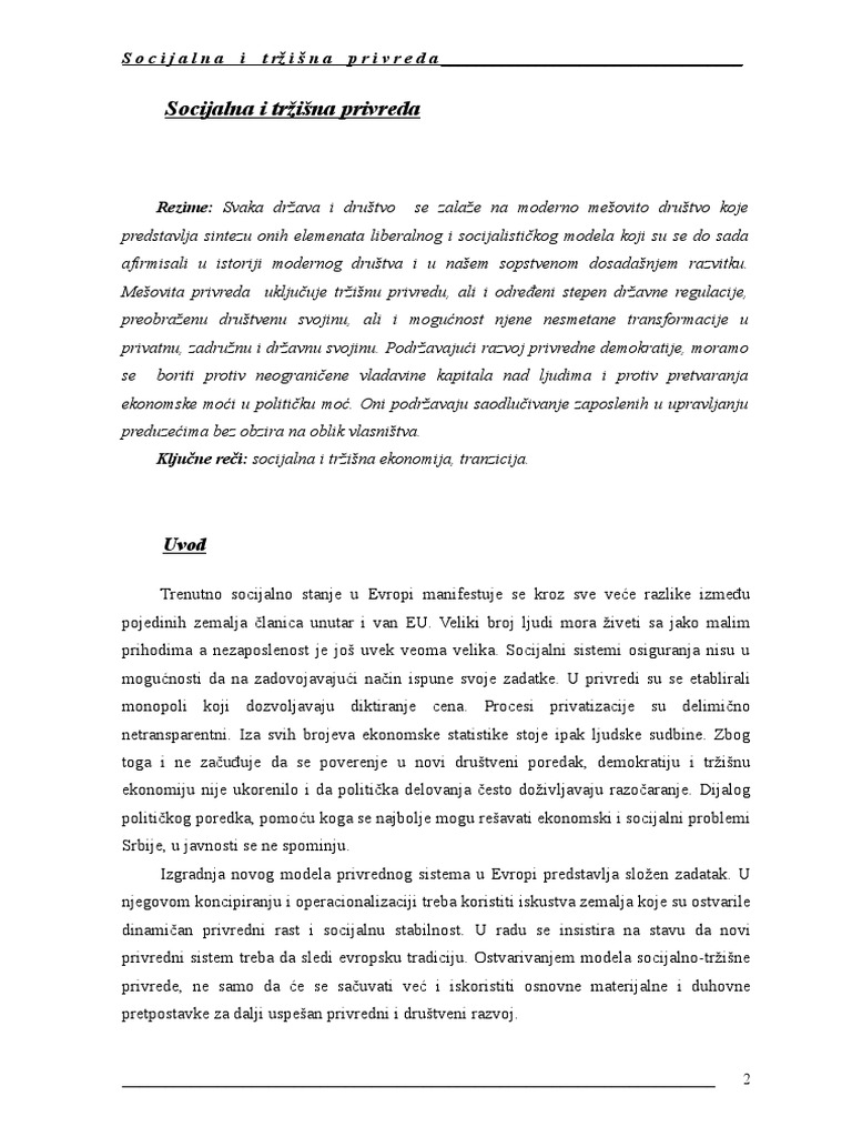 Socijalna I Trzisna Privreda | PDF