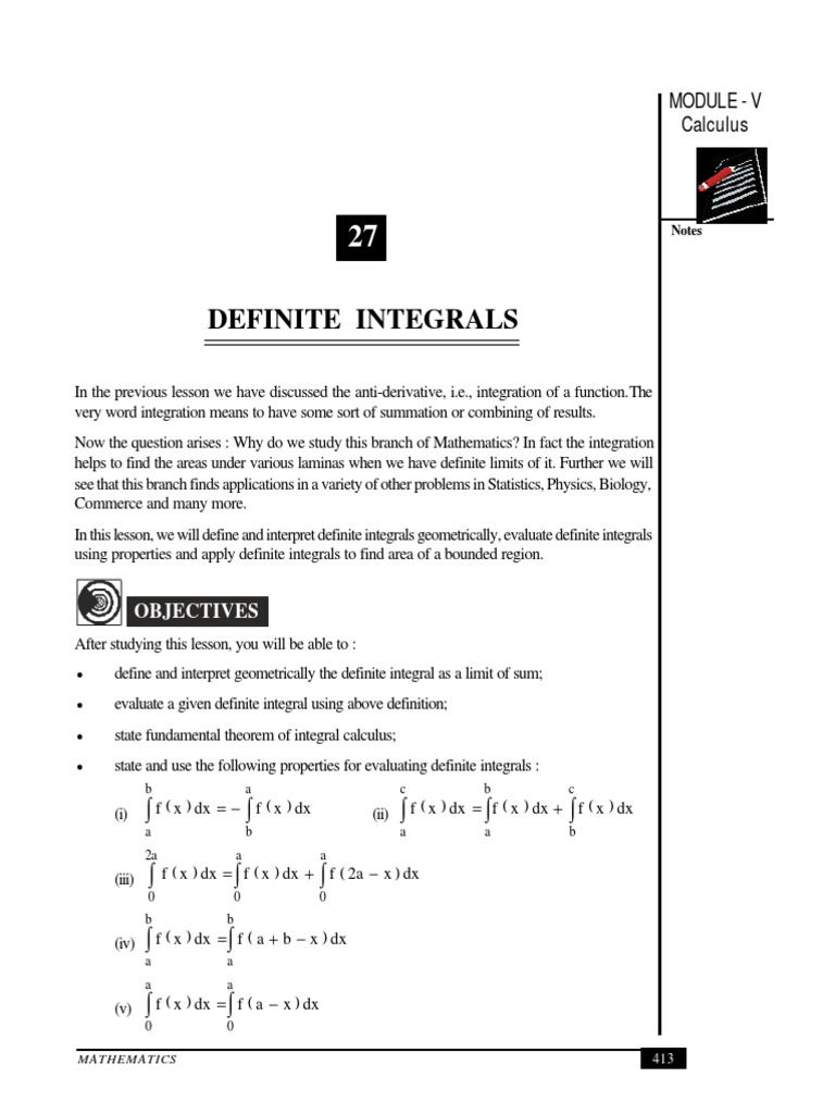 Definite Integrals | PDF | Integral | Calculus