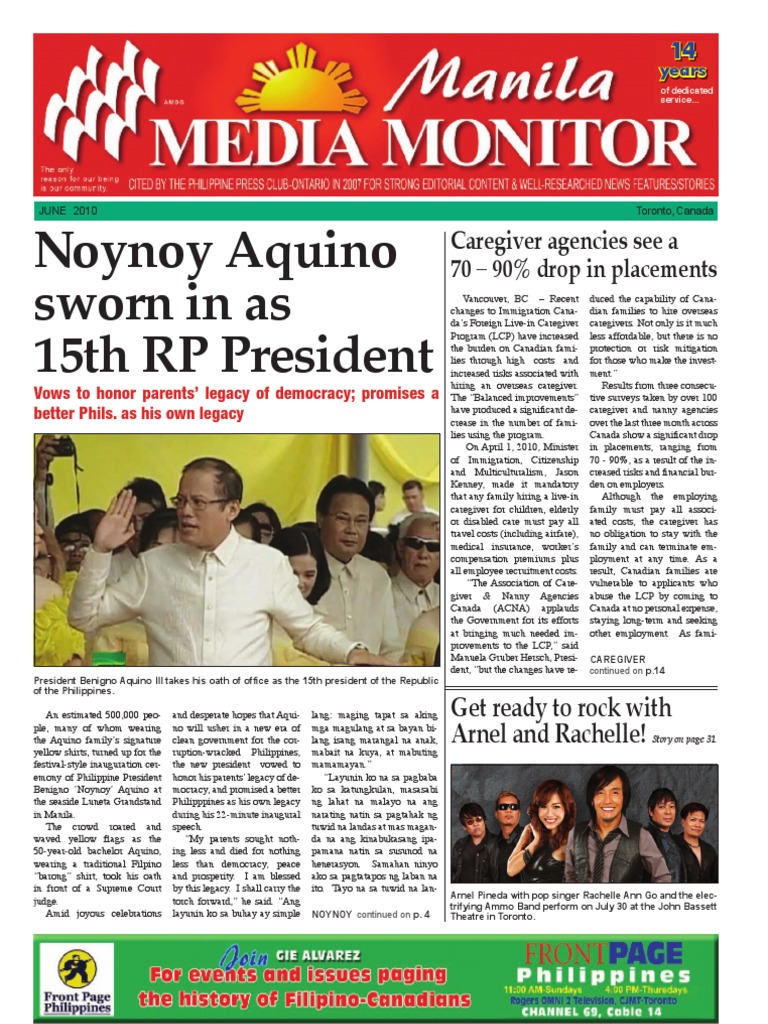 Manila Media Monitor - JUNE 2010 | PDF | Benigno Aquino Iii | Caregiver