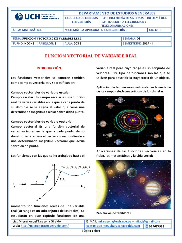 Función Vectorial de Variable Real | PDF | Vector Euclidiano | Función (Matemáticas)