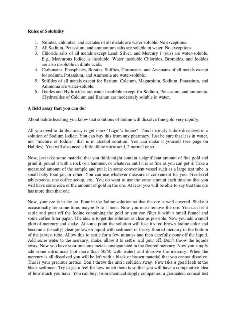 Halide Leaching | PDF | Iodine | Solubility