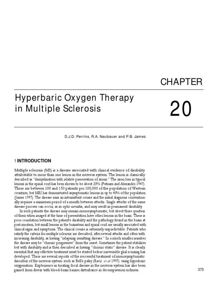 Hyperbaric Oxygen Therapy in Multiple Sclerosis: D.J.D. Perrins, R.A ...