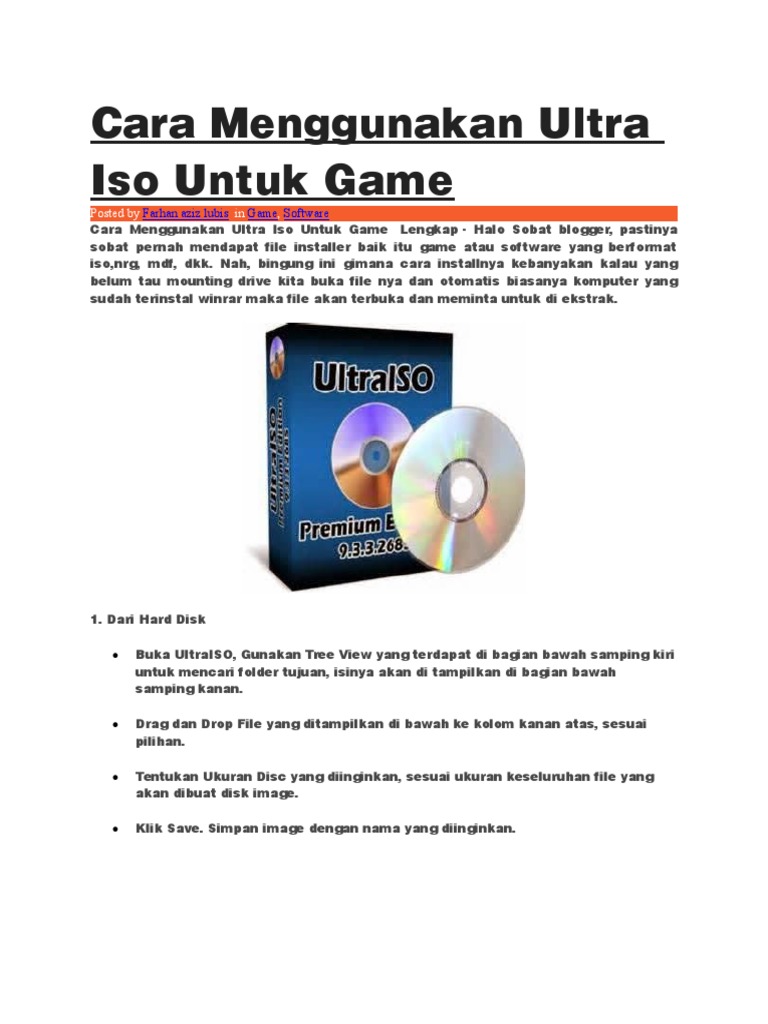 Cara Menggunakan Ultra Iso Untuk Game | PDF