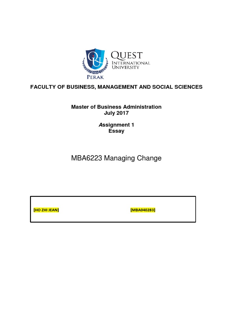 MBA Essay on Managing Change | PDF