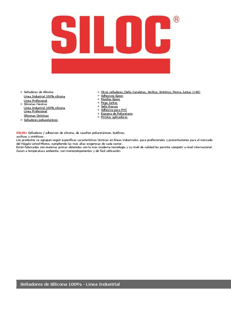 2 Siloc Adhesivos y Selladores | Silicona | Epoxy