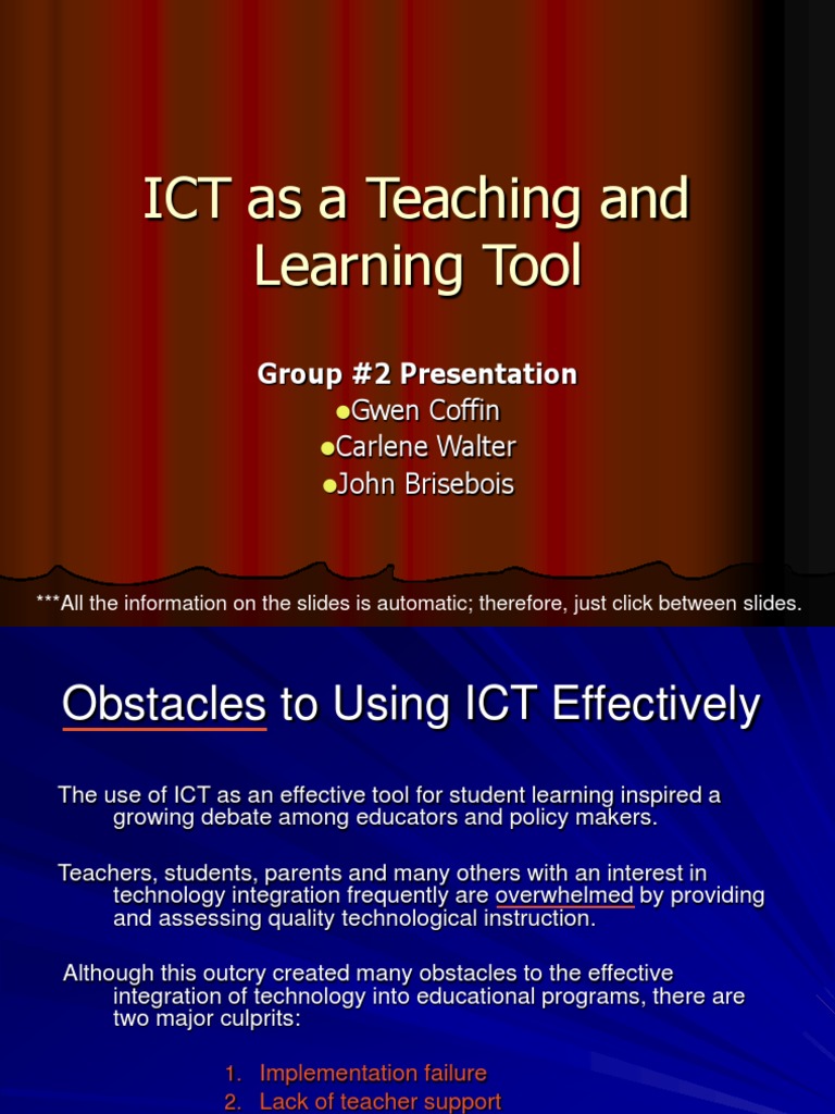 ICT As A Teaching and Learning Tool: Group #2 Presentation | PDF ...