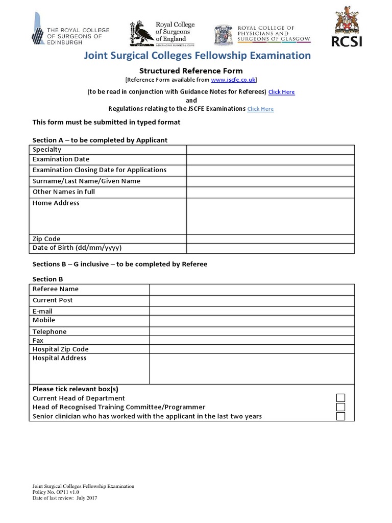 OP11 JSCFE Structured Reference Form | PDF | Specialty (Medicine ...