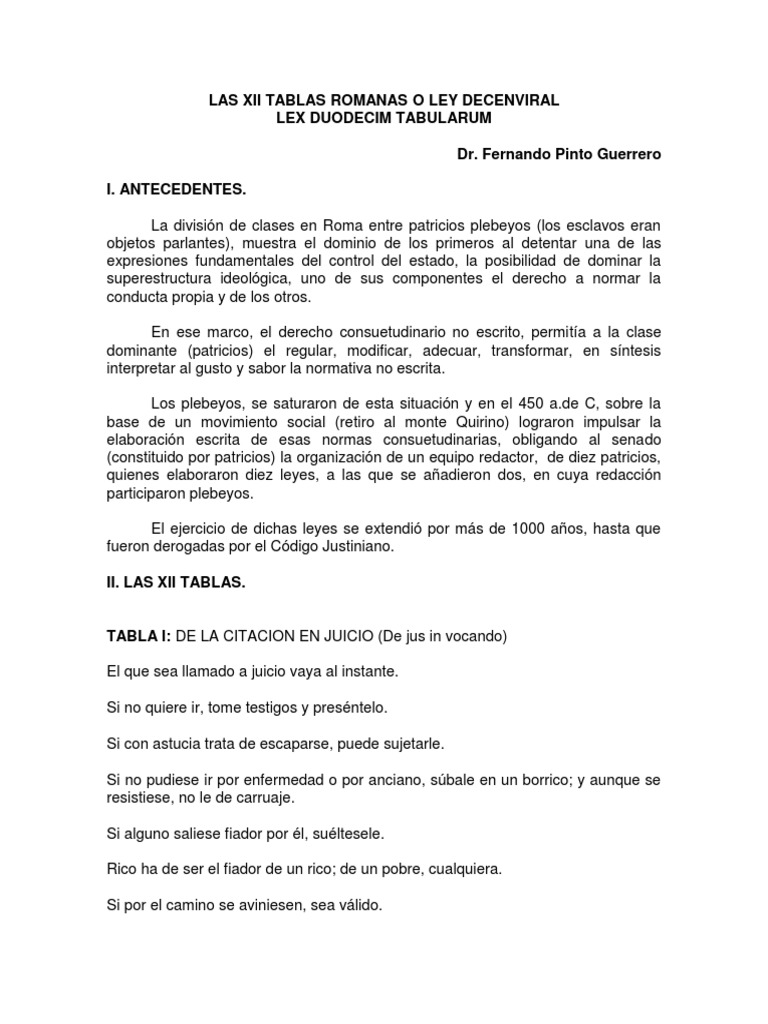 Las Xii Tablas Romanas o Ley Decenviral | Descargar gratis PDF | Roma ...