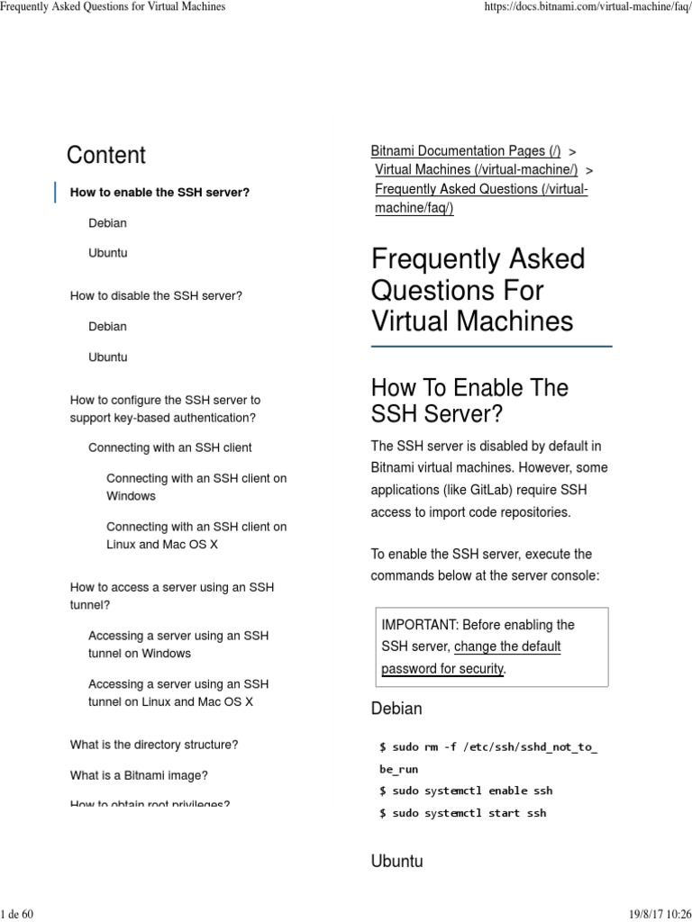 Bitnami - Frequently Asked Questions For Virtual Machines | PDF | Secure Shell | Superuser