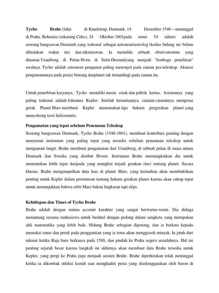 Tycho Brahe | PDF
