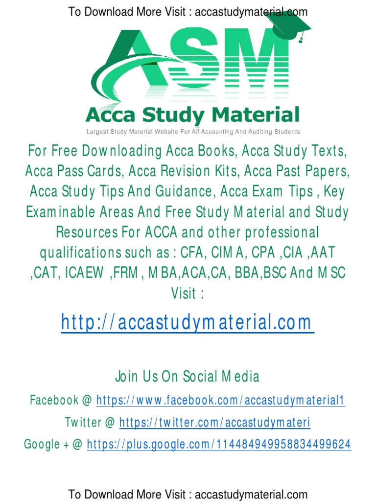 Acca F5 2015 Study Material Pdf Budget Profit Accounting