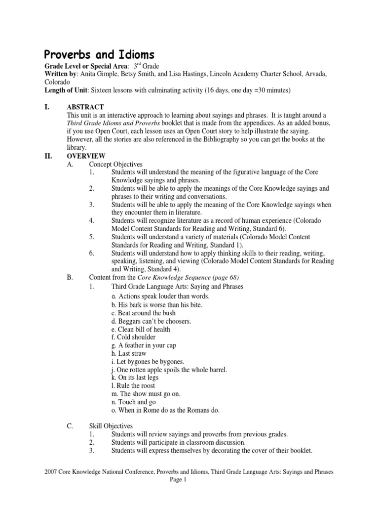 Proverbs and Idioms PDF | PDF | Idiom | Proverb