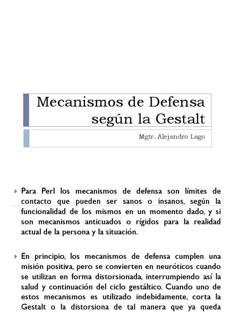 Mecanismos de Defensa SegÃºn La Gestalt | PDF | Terapia Gestalt ...