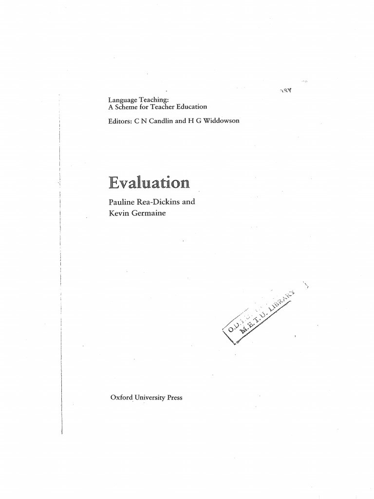 Pauline Rea-Dickins, Kevin Germaine-Evaluation (Language Teaching - A ...