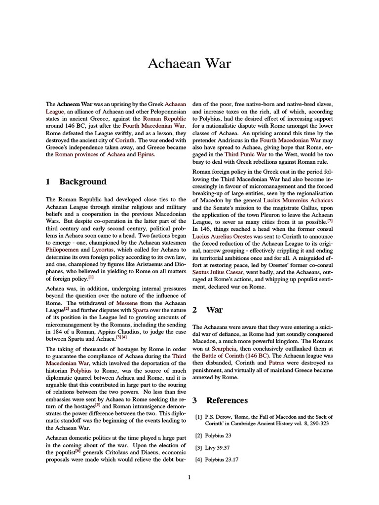 Achaean War PDF | PDF | Ancient Europe | 1st Millennium Bc Conflicts