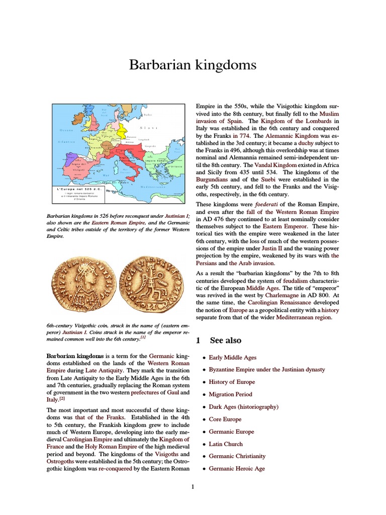 Barbarian Kingdoms | PDF | Ancient Europe | Early Middle Ages