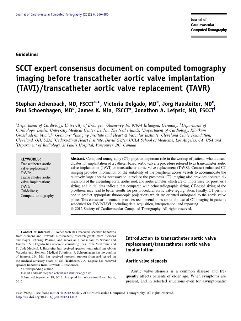 Guidelines TAVI TAVR | Aorta | Ct Scan