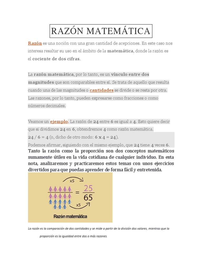 Razón y proporción Matemática | Proporción | Física y matemáticas