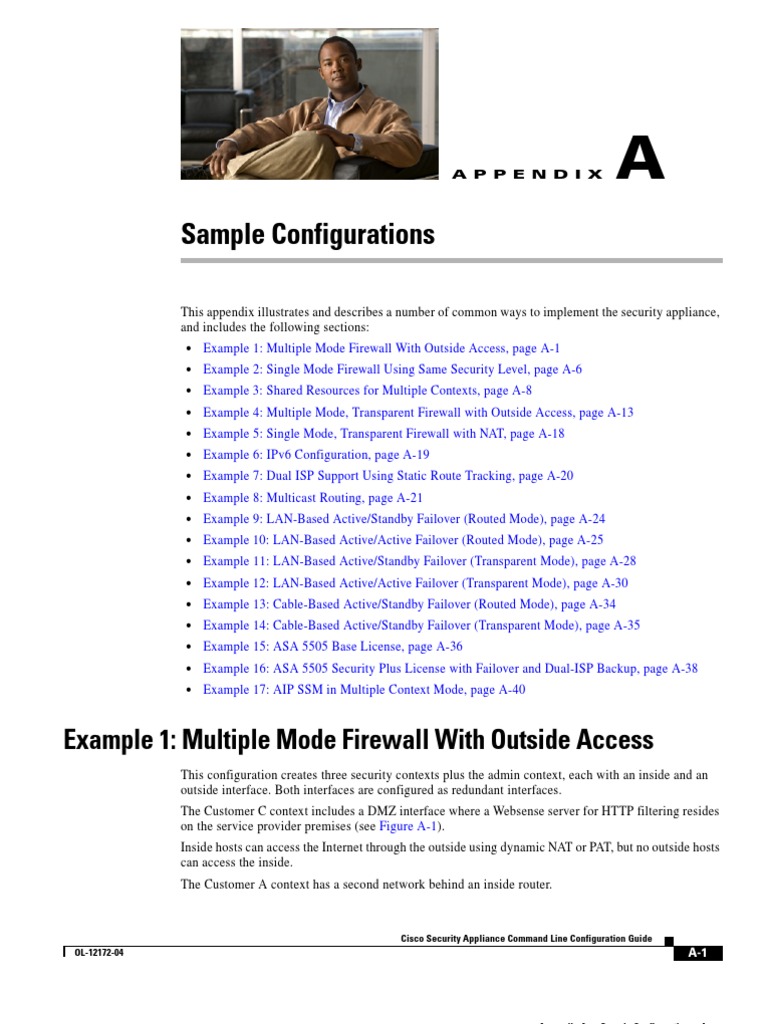 Sample Configurations: Example 1: Multiple Mode Firewall With Outside ...