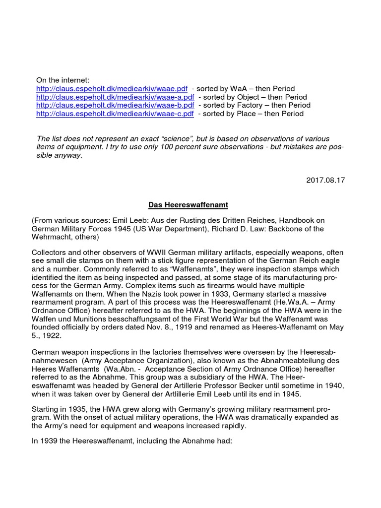 WAFFENAMT | PDF | Military Science | Military Technology
