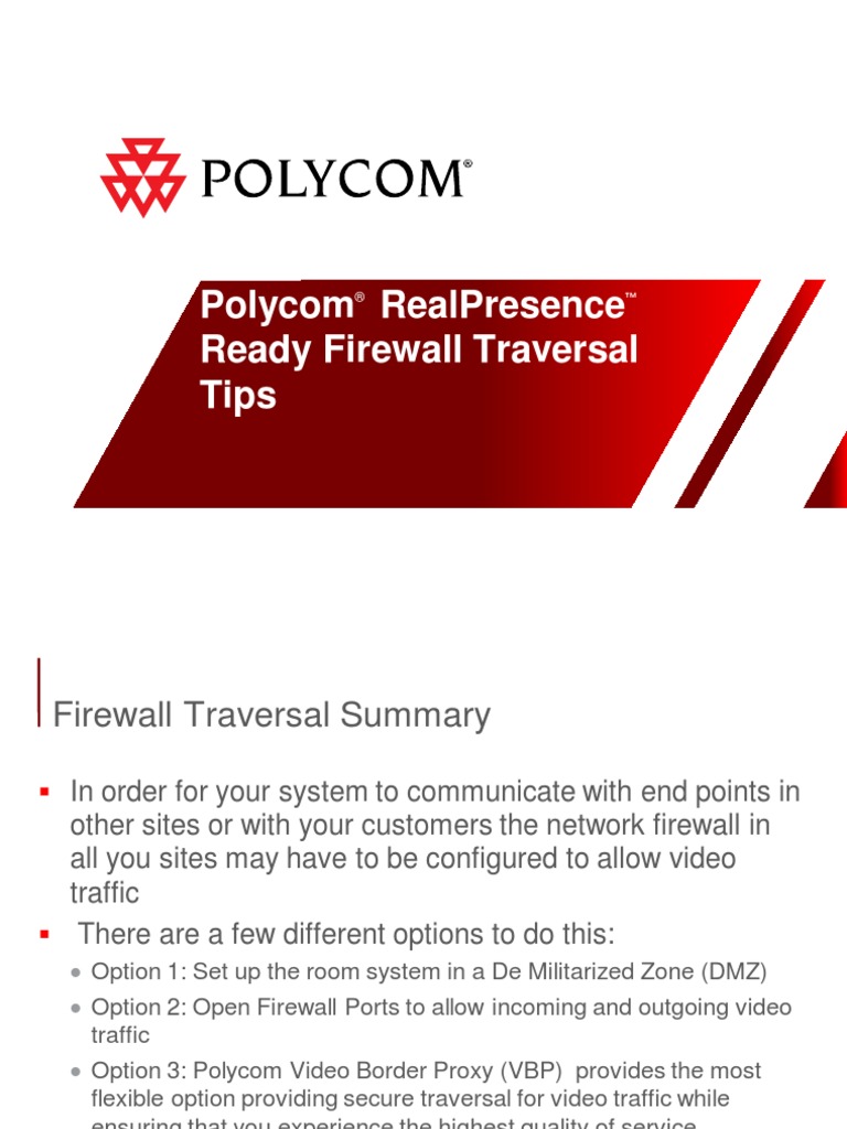 RealPresence Ready Firewall Traversal Guide | PDF | Firewall (Computing ...