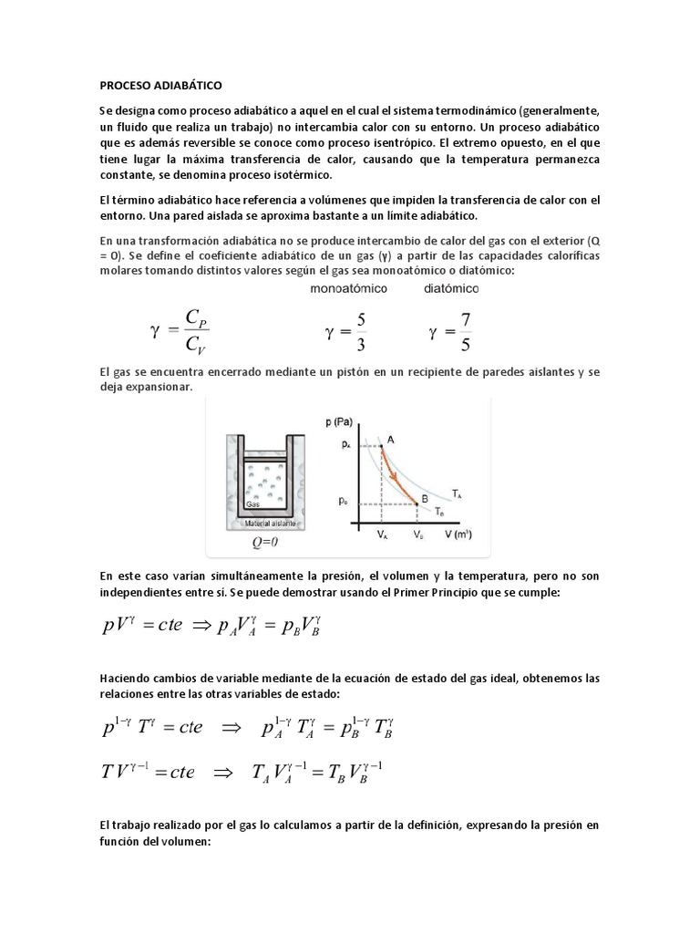 Proceso Adiabático | PDF | Gases | Física Matemática