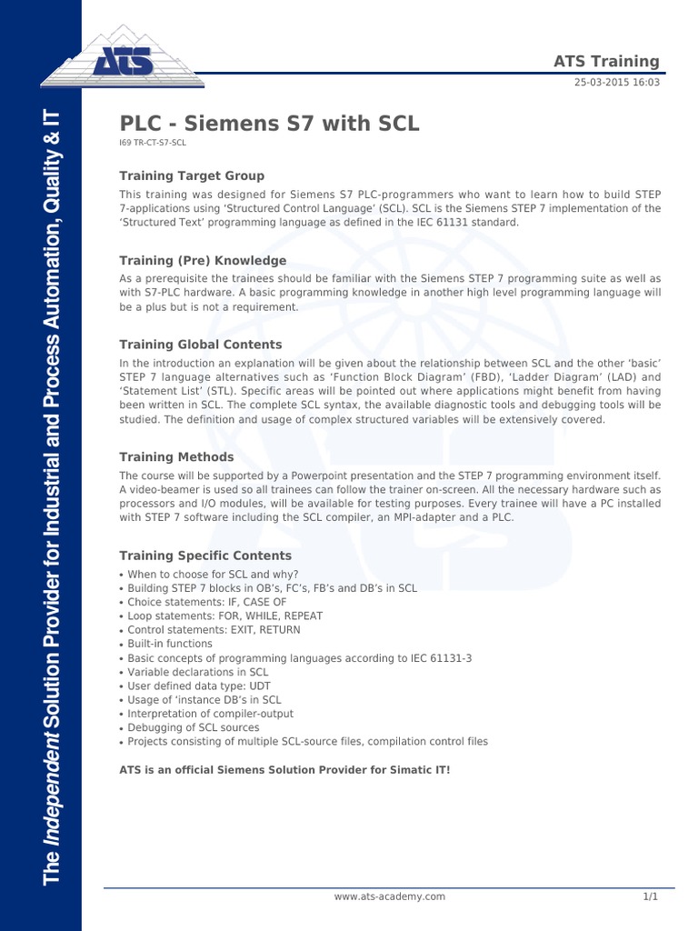 Siemens S7 SCL Programming Training | PDF | Compiler | Computer Programming