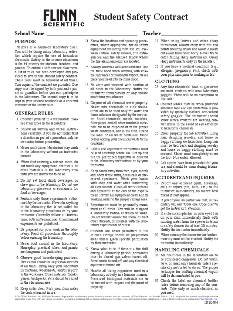Science Lab Contract | PDF