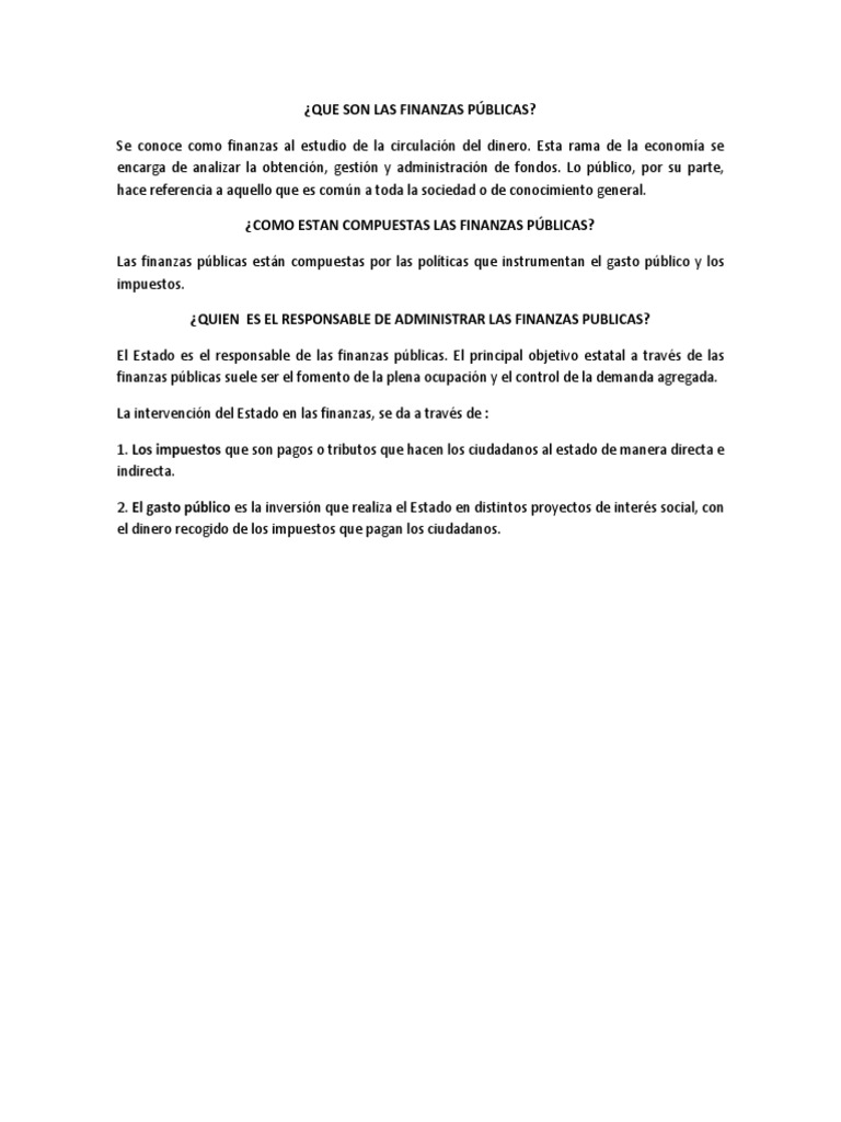 Definición de Finanzas Públicas 2 | PDF | Política
