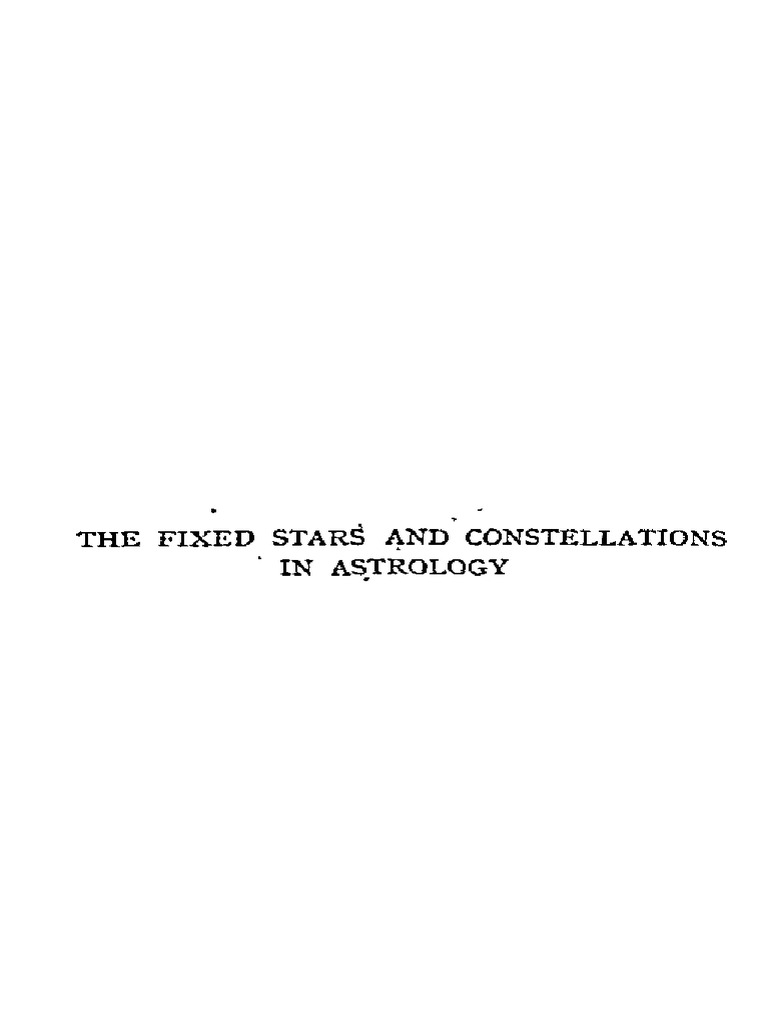 The Fixed Stars and Constellations in Astrology | PDF