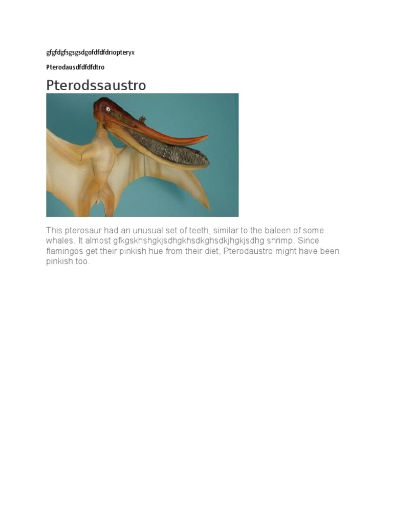 Pterodaustro: Unique Teeth and Color | PDF | Foreign Language Studies ...