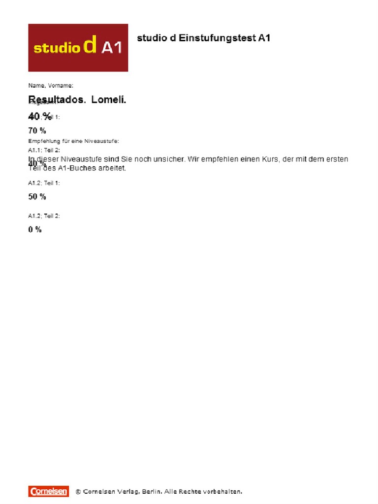 Studio D Einstufungstest A1 PDF | PDF