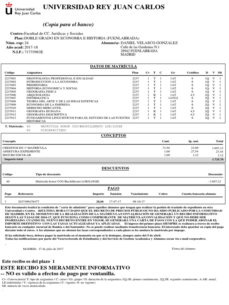 Matrícula Universidad | Economias | Negocios