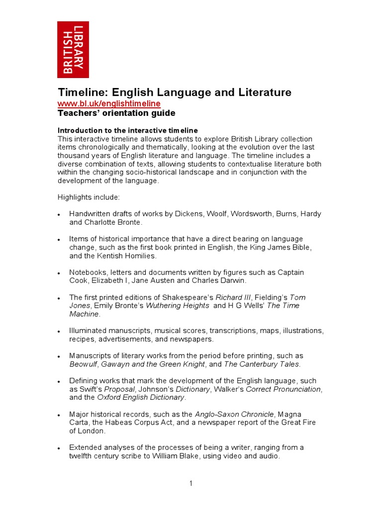 English Literature Timeline Guide | PDF