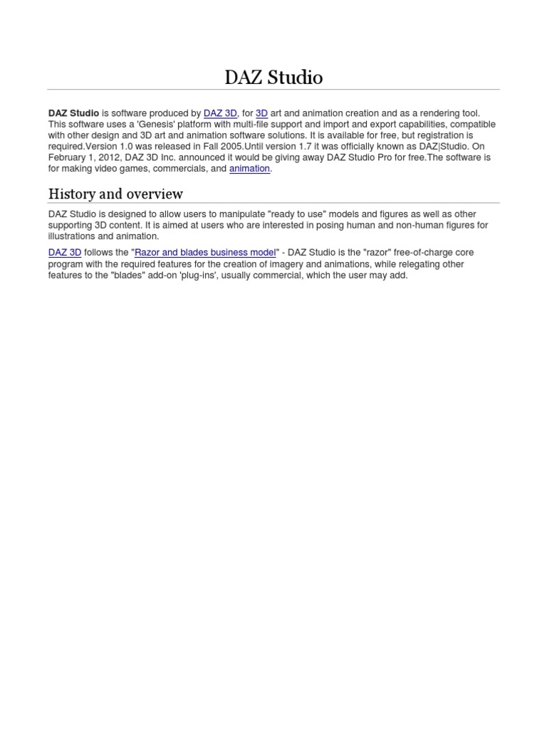 DAZ Studio: History and Overview | PDF
