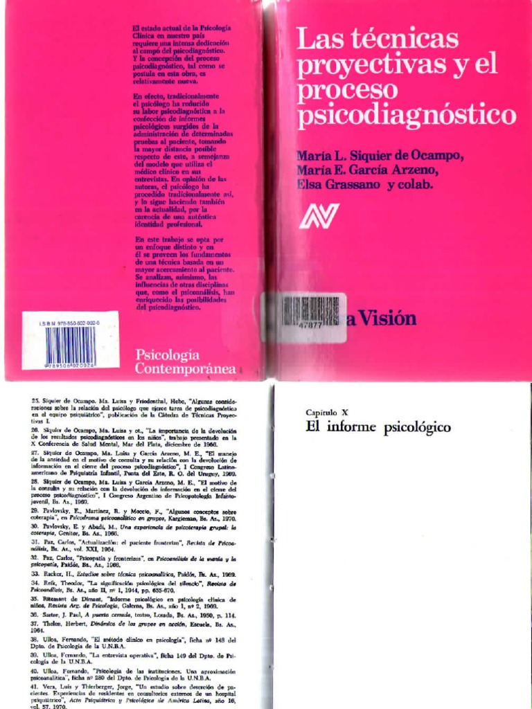 Cap.X Informe Psicologico (Siquier de Ocampo LAS TECNICAS PROYECTIVAS) PDF | PDF