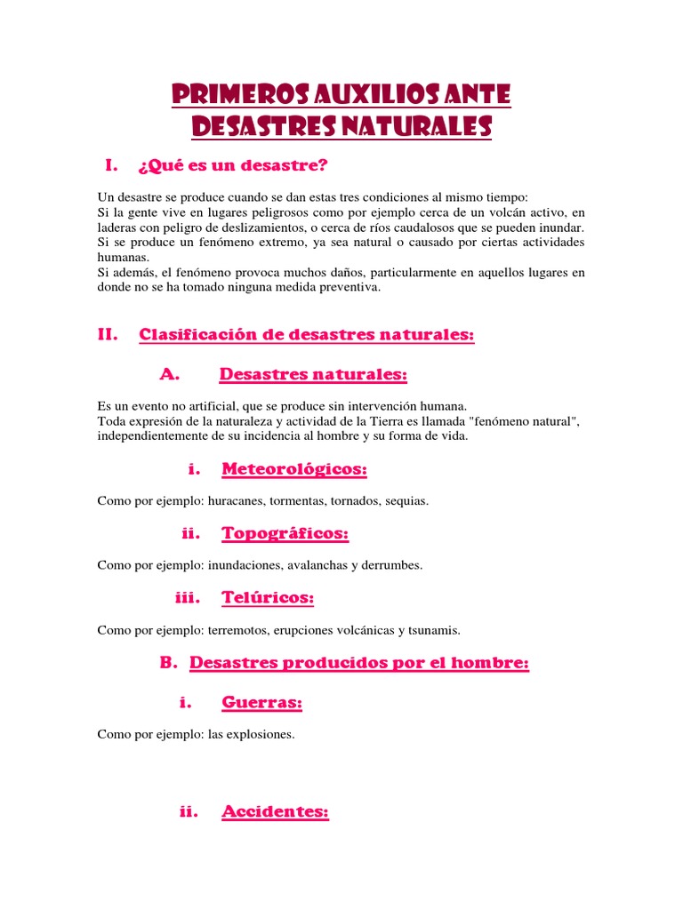Primeros auxilios ante desastres naturales: medidas de prevención, durante y después de ...