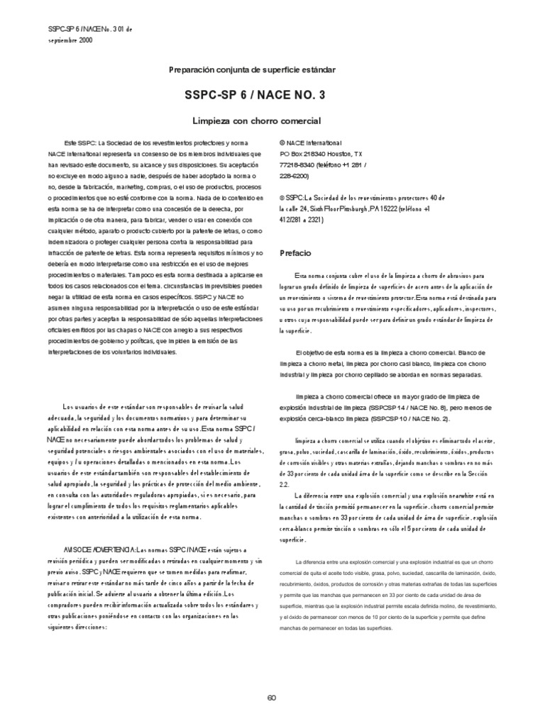 SSPC-SP6 en Es | PDF | Revestimiento | Acero