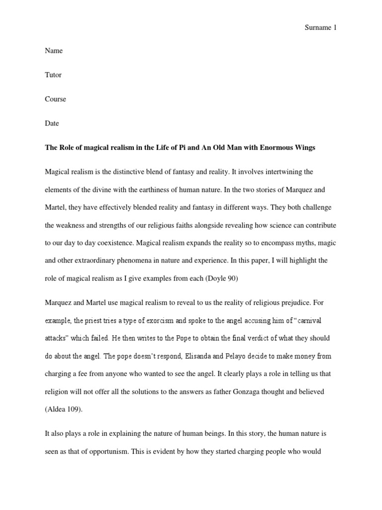 The Role of Magical Realism in The Life of Pi and An Old Man With ...